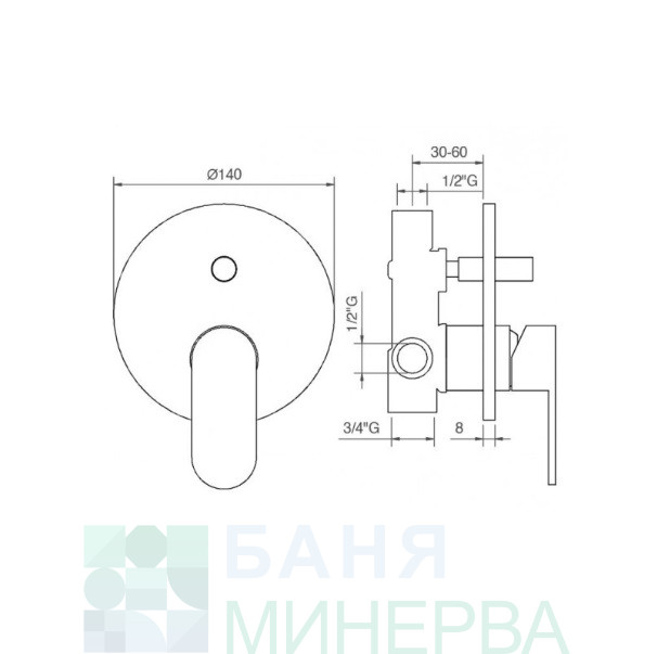 Ponsi Versilia Душ система за вграждане Черен мат - | Баня Минерва София