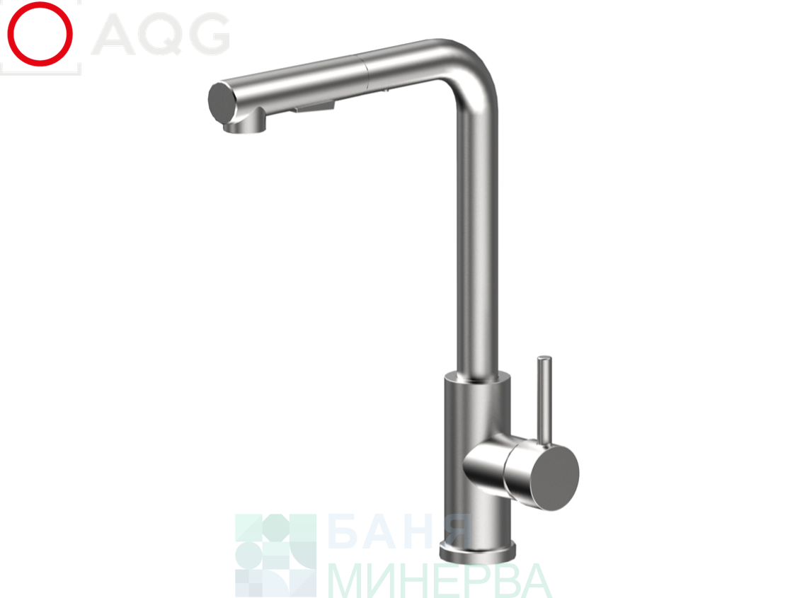 AQG INOX FAN 05FAN510IS Кухненски смесител с изтеглящ се душ Хром ...